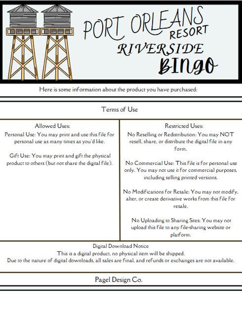 Port Orleans Riverside Resort Bingo Game, Disney Vacation Activity (PDF ...