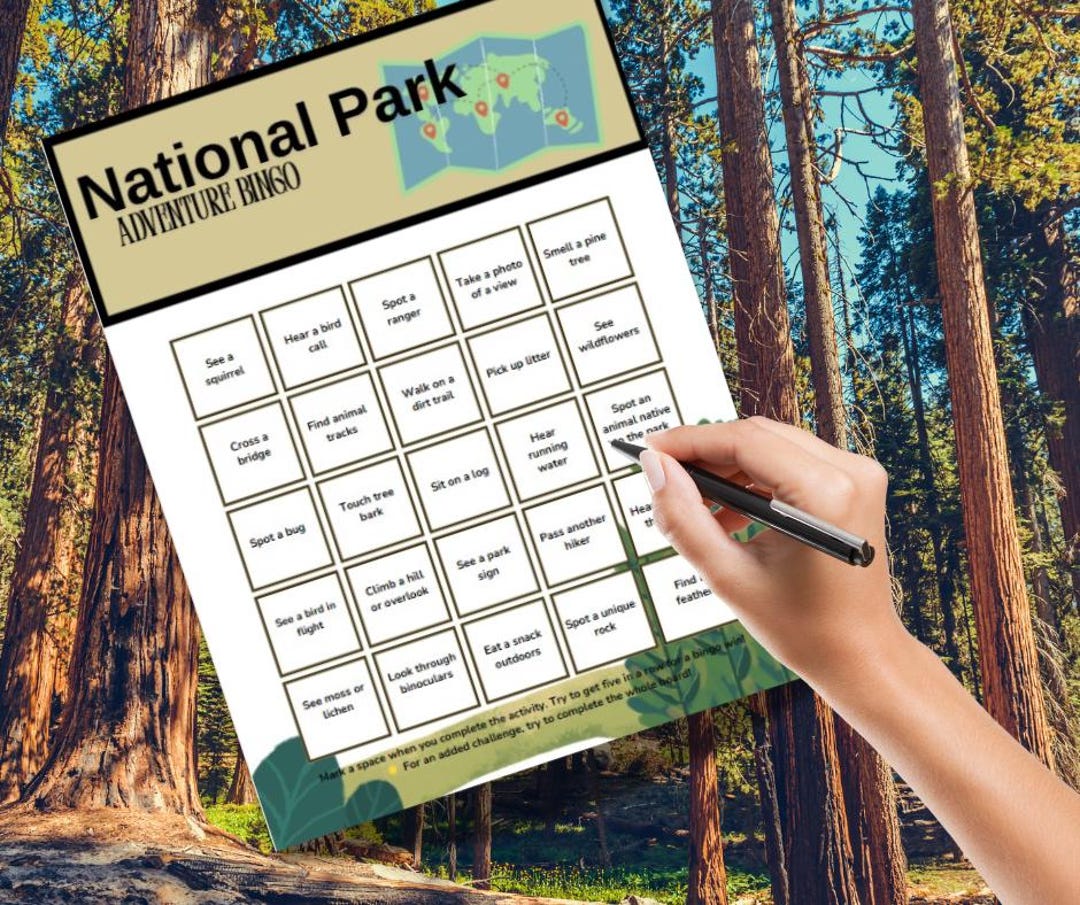 National Park Bingo Game | Printable Nature Hike Game for Kids and ...