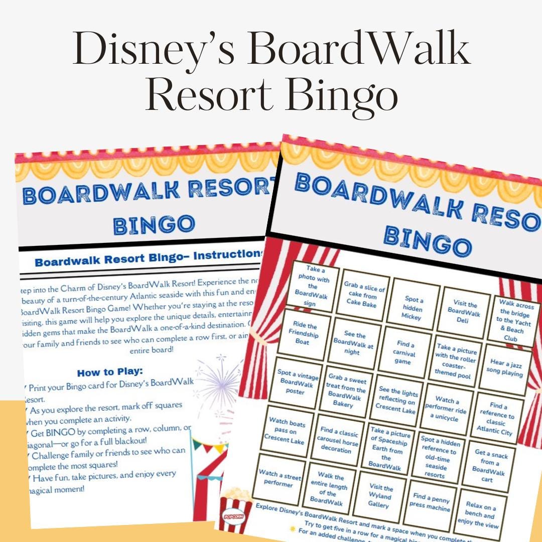 Boardwalk Resort Bingo | Resort Printable Game for Families & Kids - Etsy