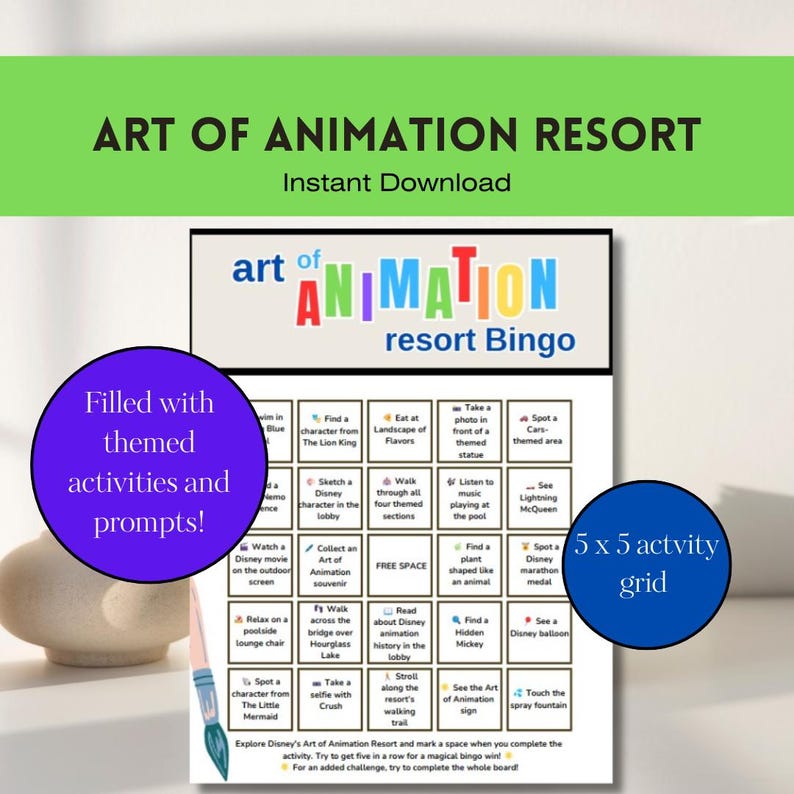 Art of Animation Resort Bingo | Family Scavenger Hunt (digital ...
