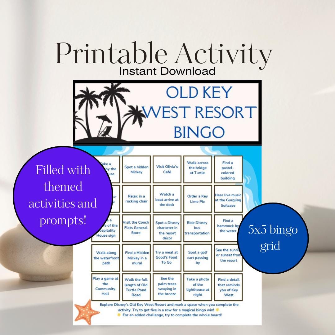 Old Key West Resort Bingo | Printable Disney World Family Game | Kid ...