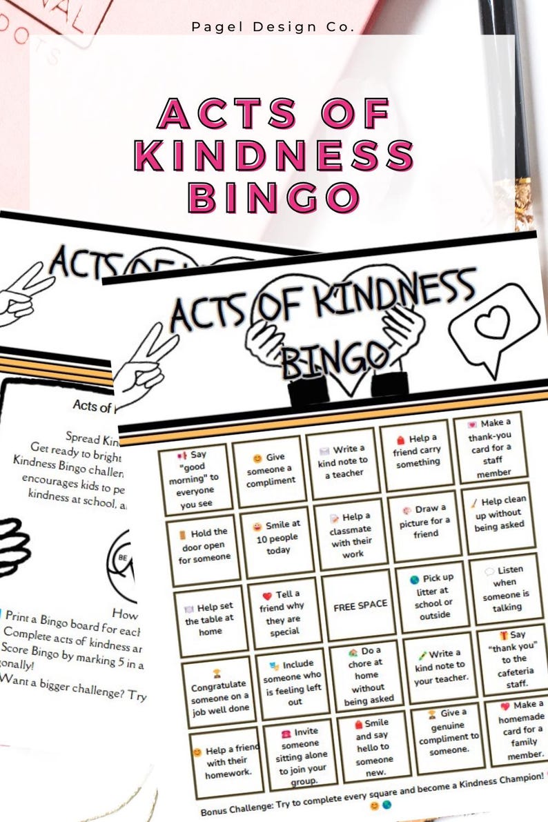 Kindness Bingo Game | Printable Activity for Kids (digital Download) - Etsy