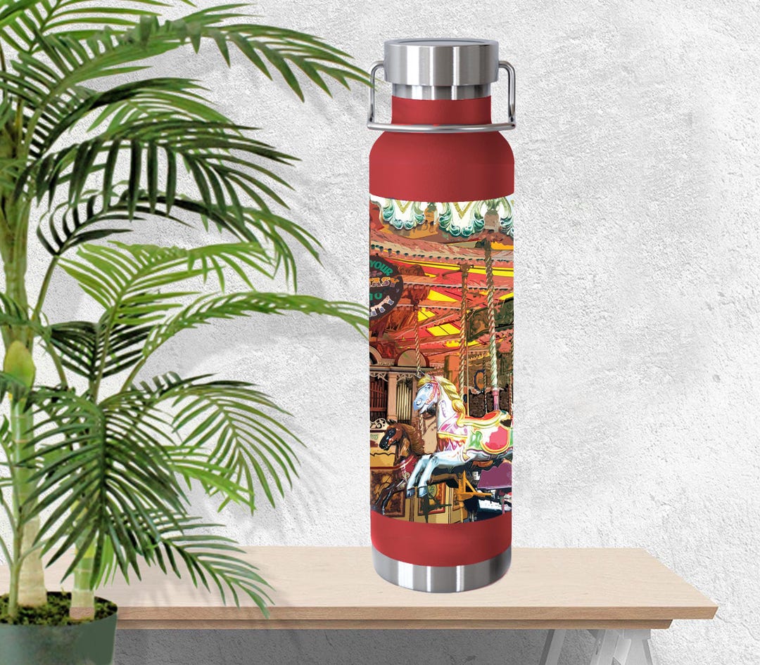 Victorian Carousel Water Bottle Merry Go Round. Thermos Flask for Hot ...
