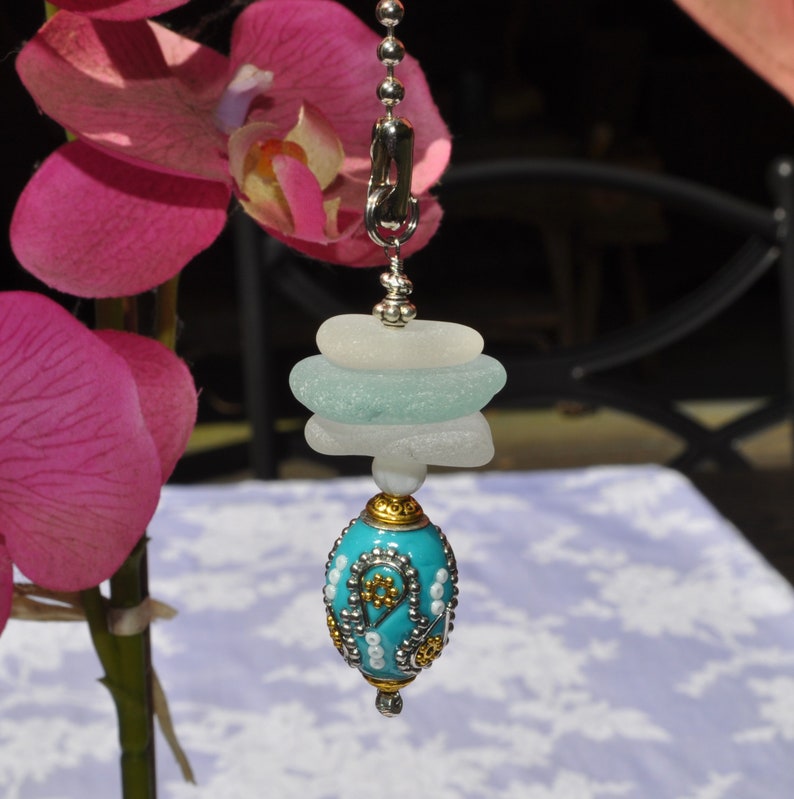 Ceiling Fan Pulls, Genuine Sea Glass, Light Pulls, Decorative ...