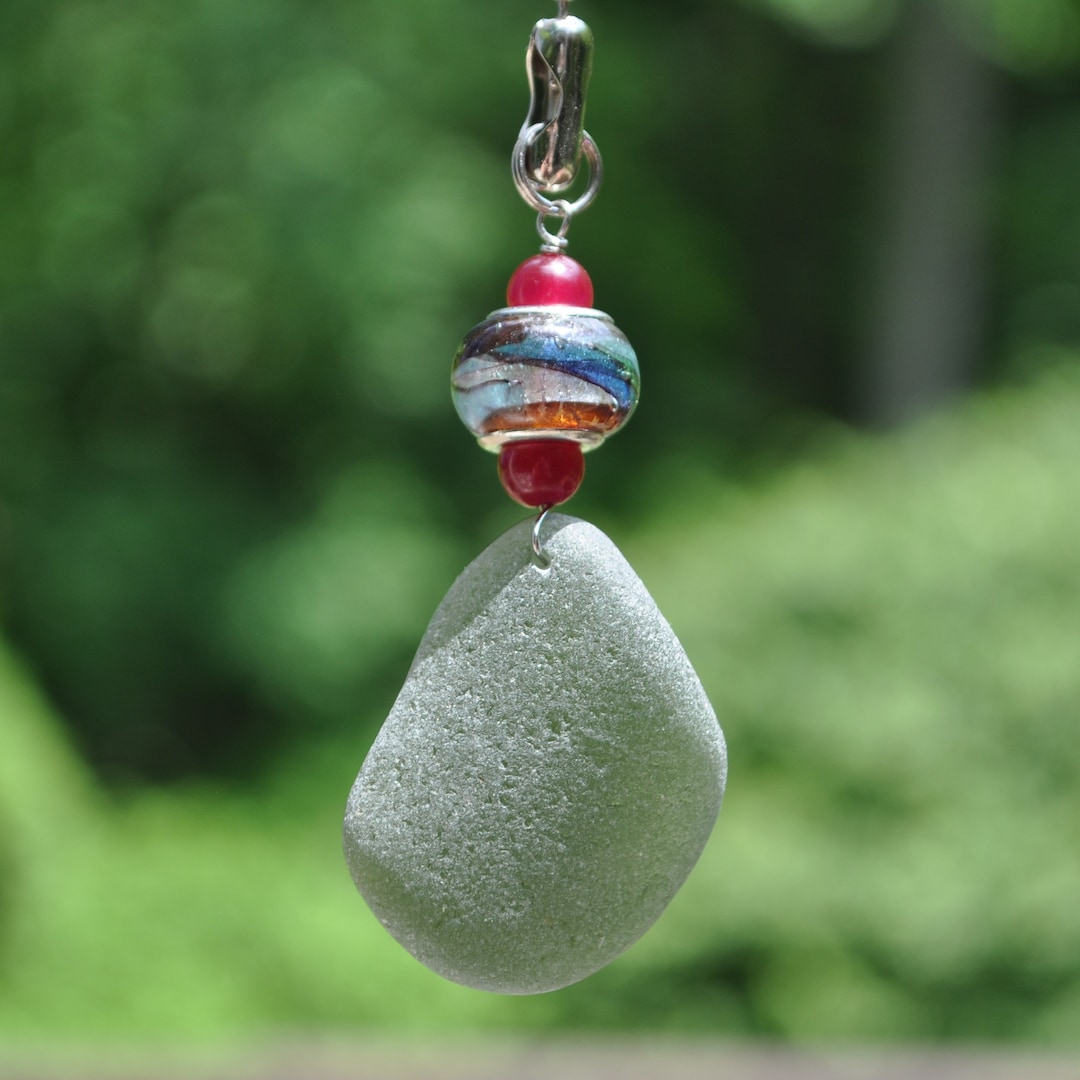 Decorative Lighting Pull, Genuine Sea Glass, Ceiling Fan Pull, Light ...