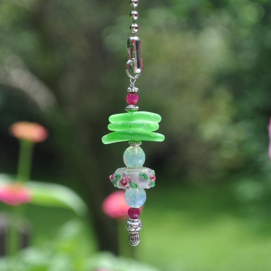 Beach Fan Pull, Genuine Sea Glass, Ceiling Fan Pull, Light Pull ...