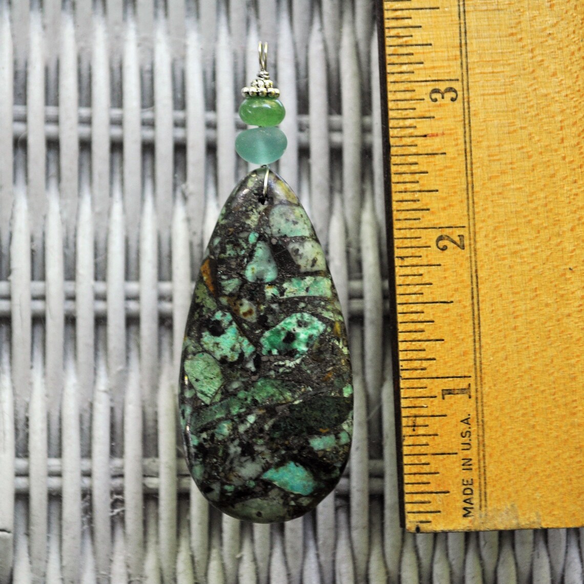 Matrix Pyrite Turquoise Necklace Pendant, Large Green Waterdrop ...