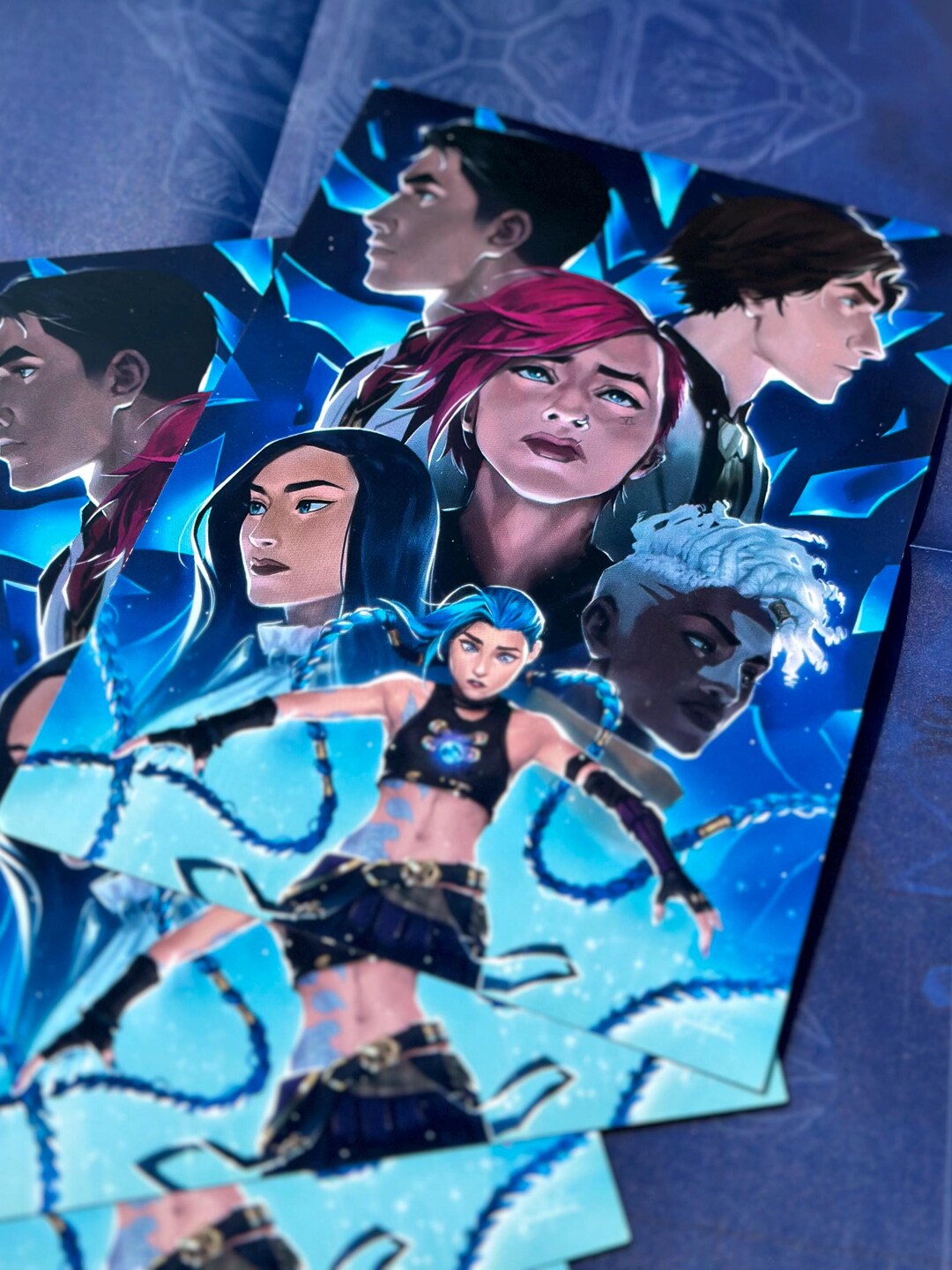 Arcane Ensemble Art Print | Movie Poster Jinx Vi Ekko Caitlyn Viktor ...