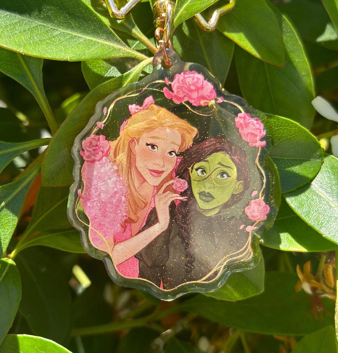 Wicked Galinda Elphaba Keychain | Glinda Elphaba Glitter Epoxy Charm ...