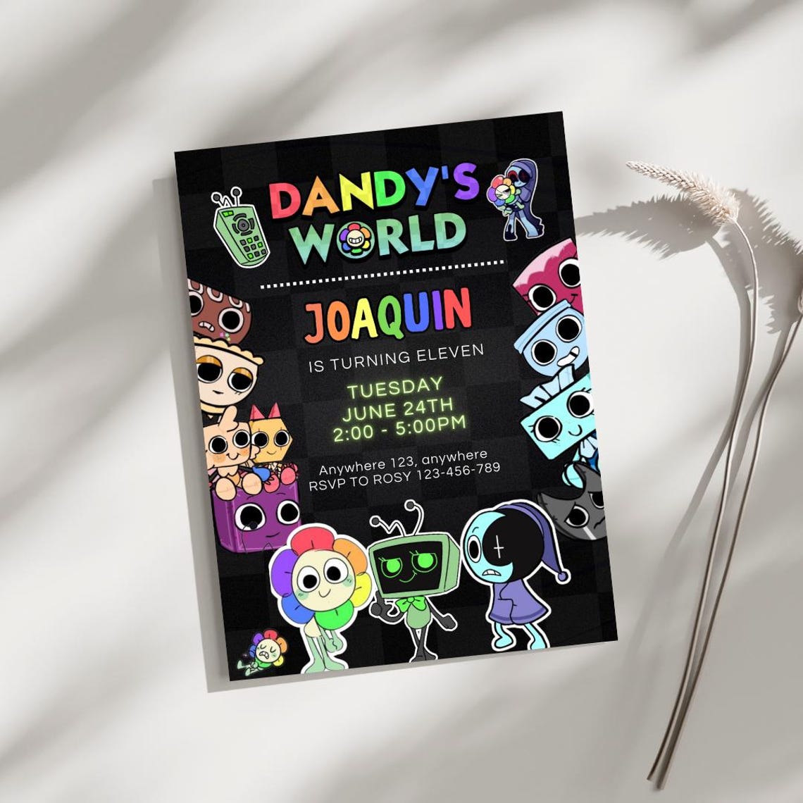 Dandy's World Birthday Invitation, Dandy Twisted Toon Birthday ...