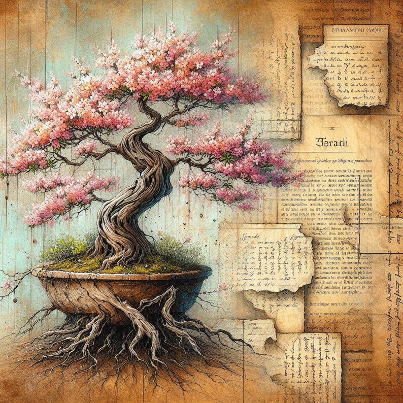 Bonsai. Old Paper. 50 Images. for Scrapbooking, Cards Making, Magazines ...