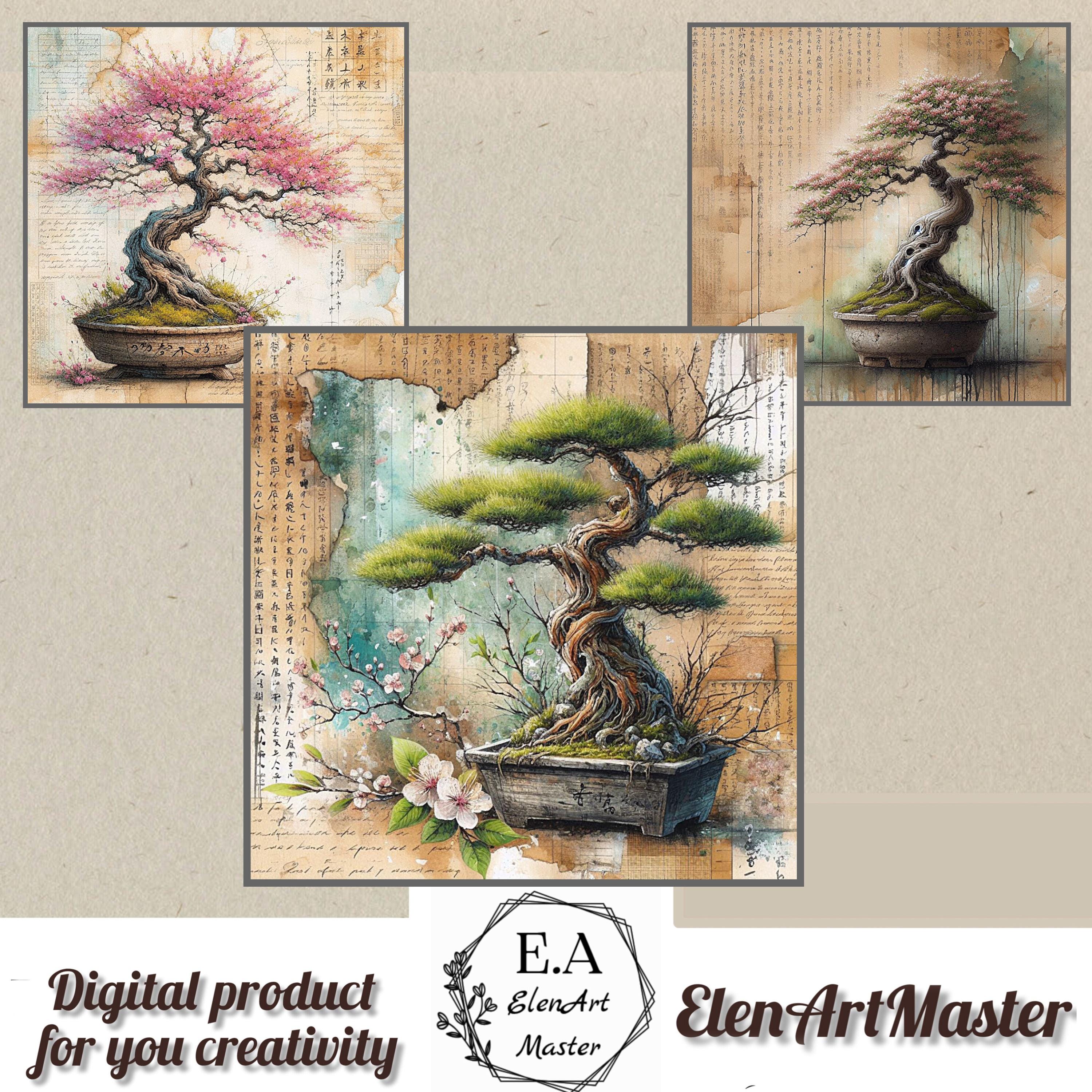 Bonsai. Old Paper. 50 Images. for Scrapbooking, Cards Making, Magazines ...