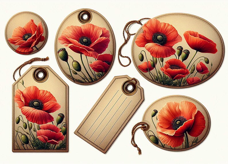 Poppy. Decorative Elements,tags and Bookmarks. 28 Sheets. for ...