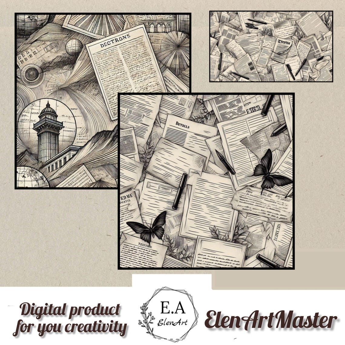Old Newspaper Sheets. 26 Images. for Printing on Color Paper ...
