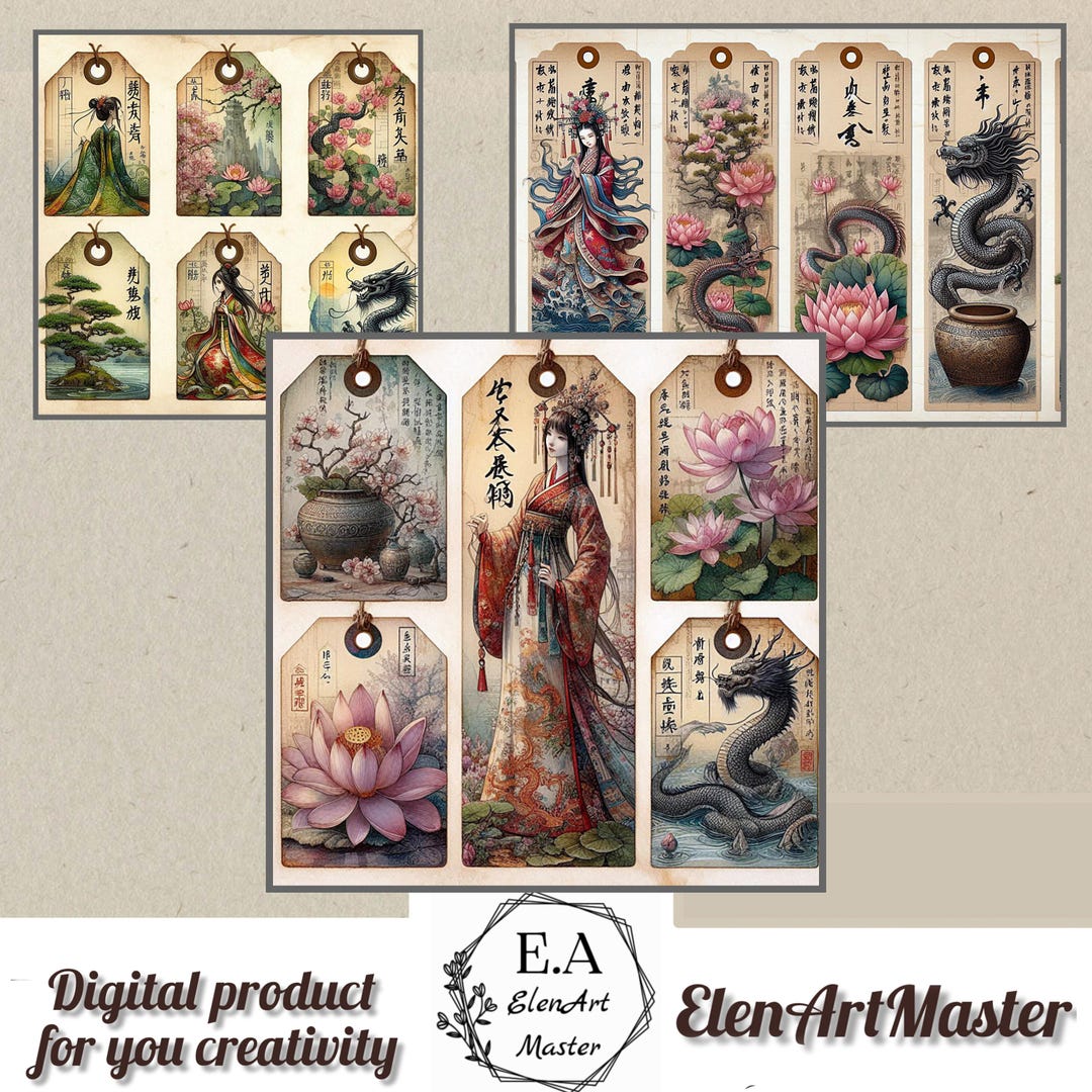 East, Tags and Bookmarks. Old Paper. 26 Sheets. for Scrapbooking, Cards ...