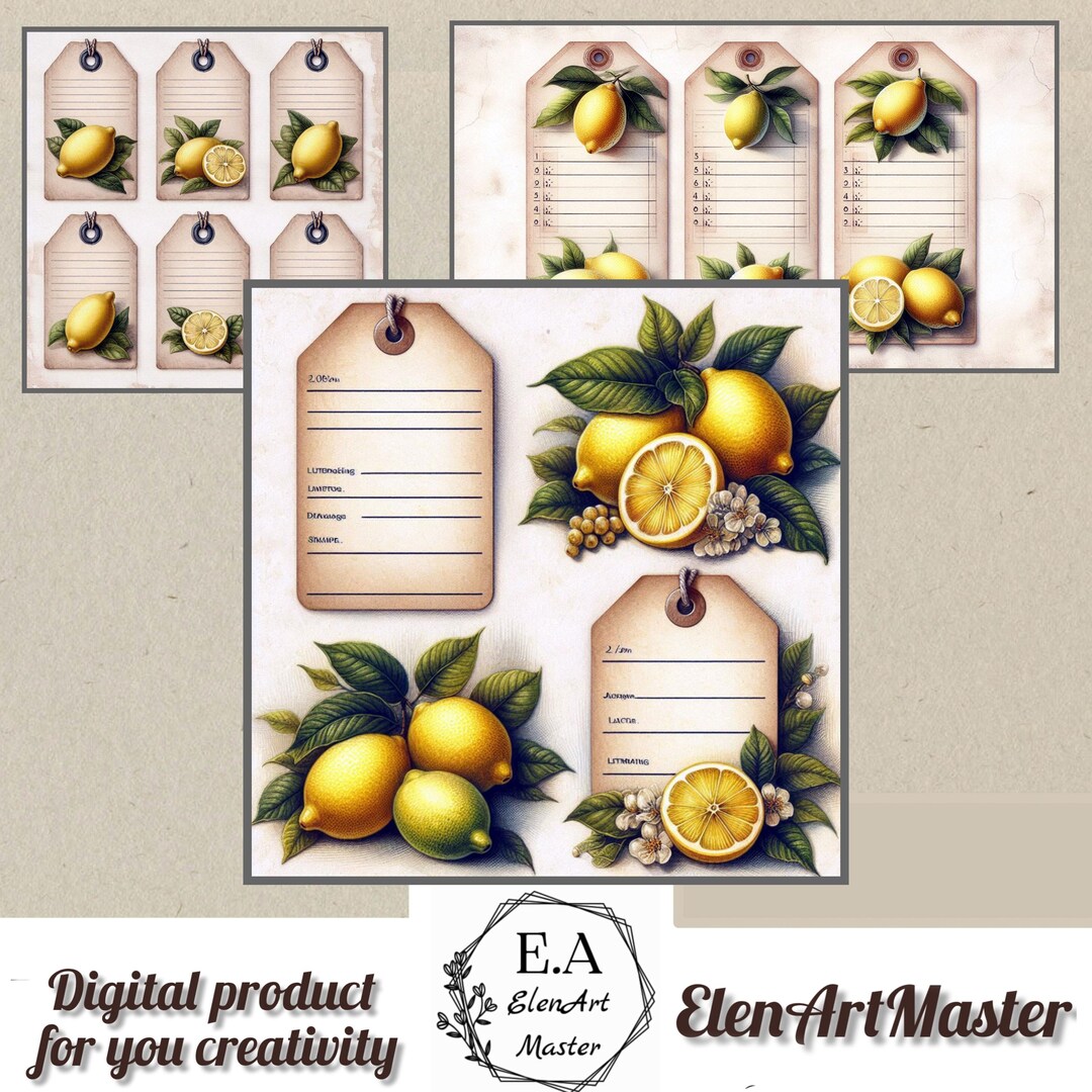Lemon. Bookmarks and Tags. 30 Sheets. for Scrapbooking, Making Cards ...