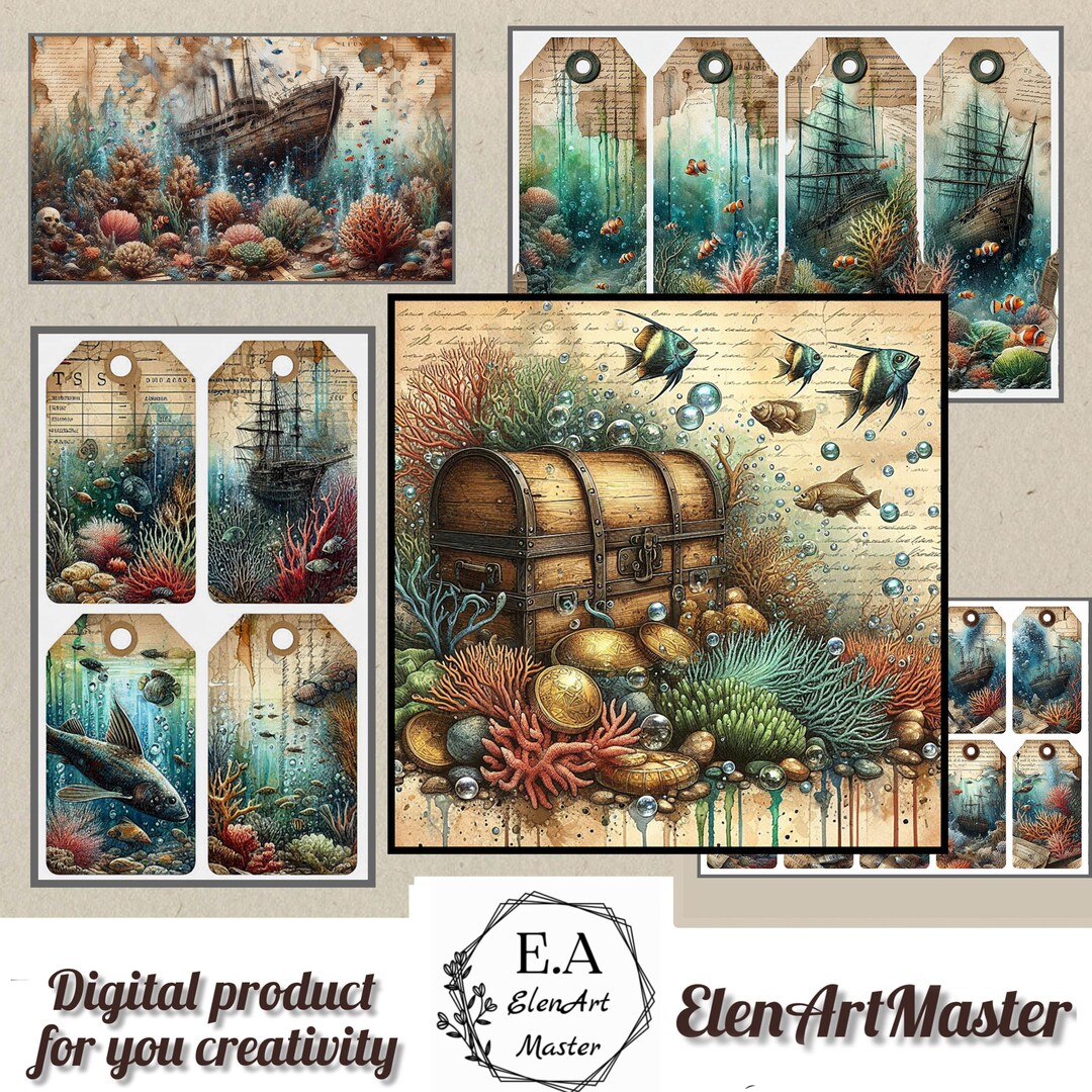 Shipwreck. Chest. Old Paper. Magazine Set. 40 Images. for Scrapbooking ...