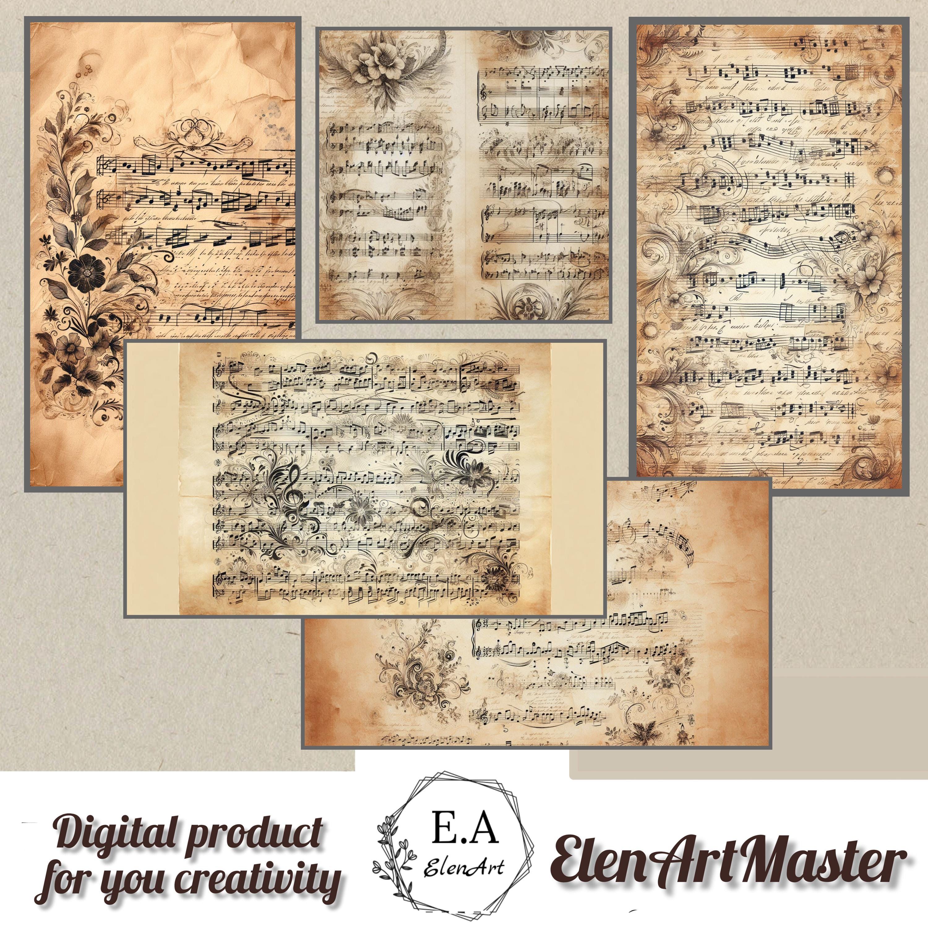 Old Music Paper Sheets. 65 Images. for Scrapbooking, Cards Making ...