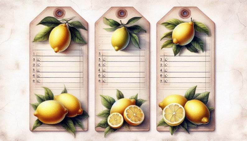 Lemon. Bookmarks and Tags. 30 Sheets. for Scrapbooking, Making Cards ...