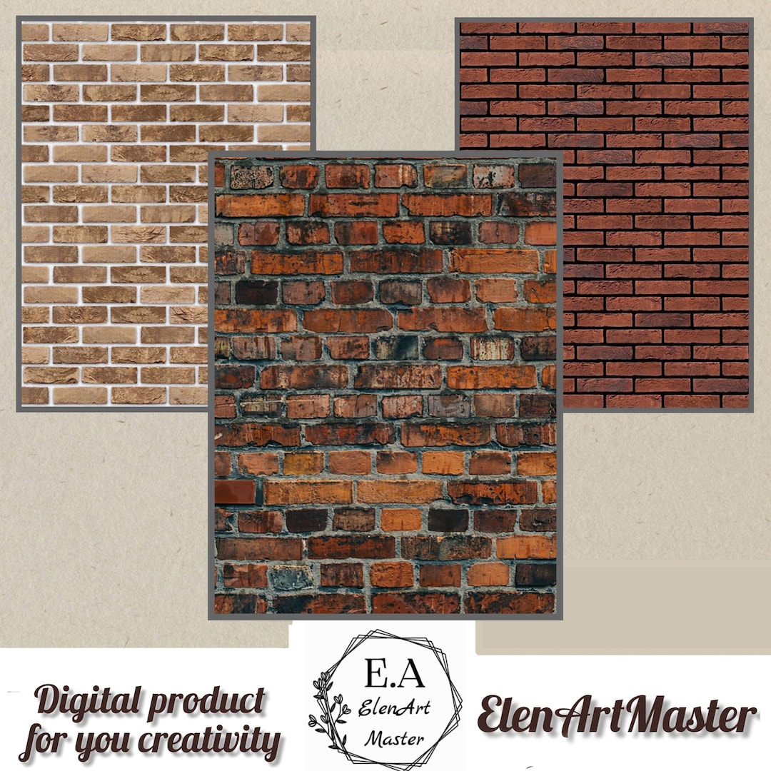 Brick Wall. Paper Set. Format 3x4 Vertical. 26 Images. for Scrapbooking ...
