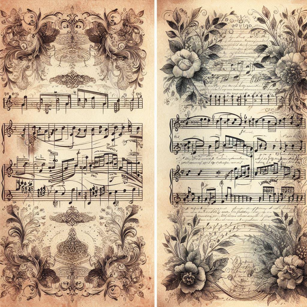 Old Music Paper Sheets. 65 Images. for Scrapbooking, Cards Making ...
