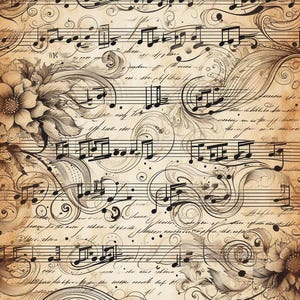 Old Music Paper Sheets. 65 Images. for Scrapbooking, Cards Making ...