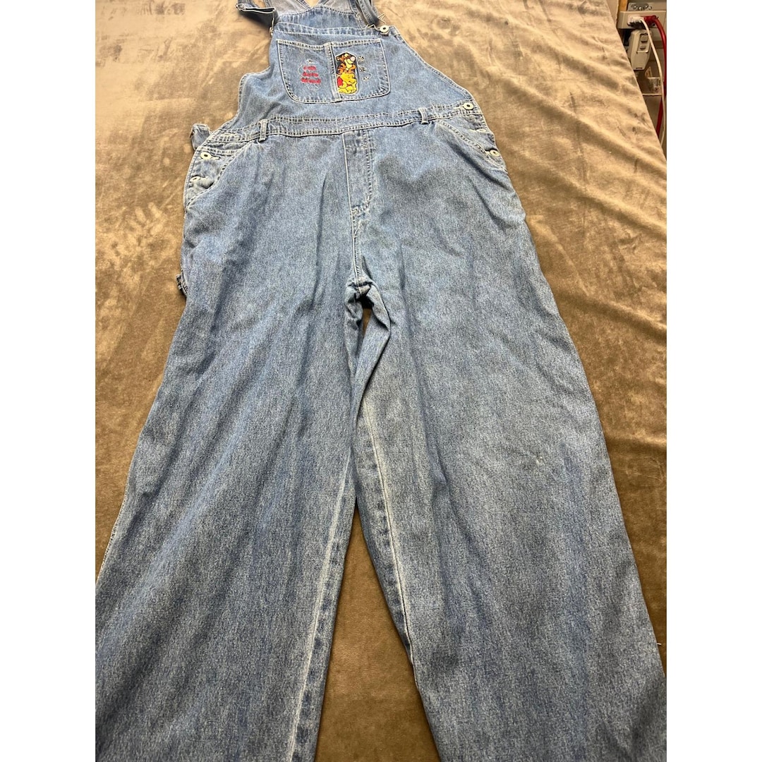 Winnie the Pooh Denim Overalls Vintage 100 Acre Wood Embroidered Extra ...