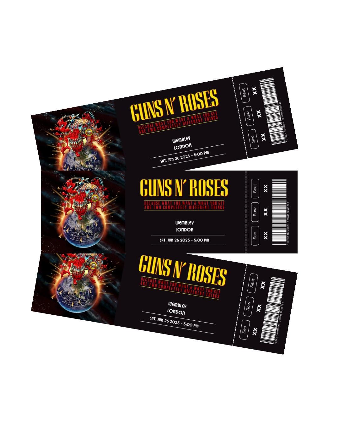 Guns N' Roses Ticket Template - Etsy