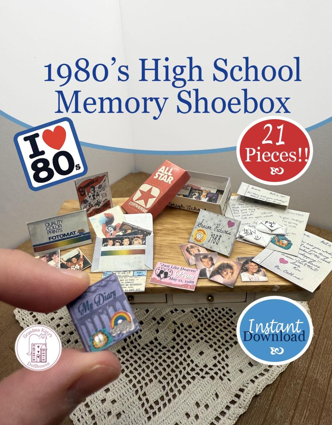 1980's High School Memories Keepsake Shoebox. Instant Download ...