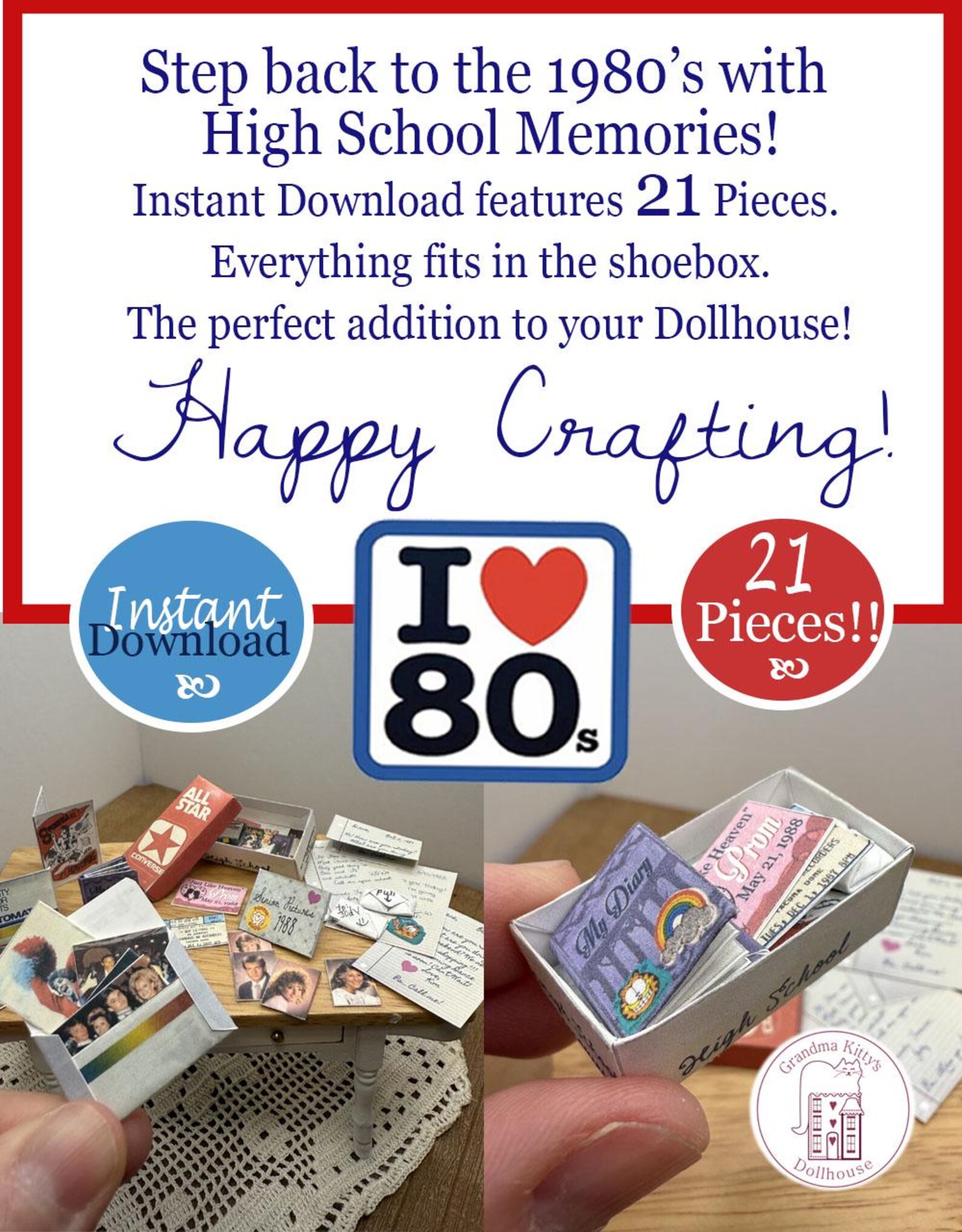1980's High School Memories Keepsake Shoebox. Instant Download ...