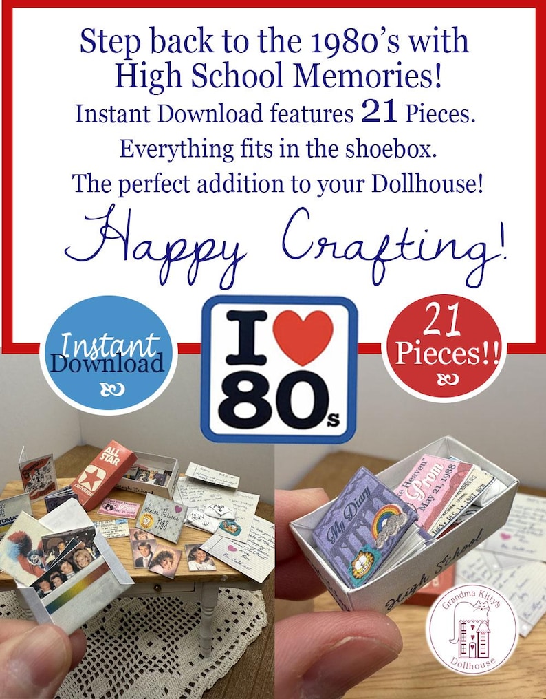 1980's High School Memories Keepsake Shoebox. Instant Download ...
