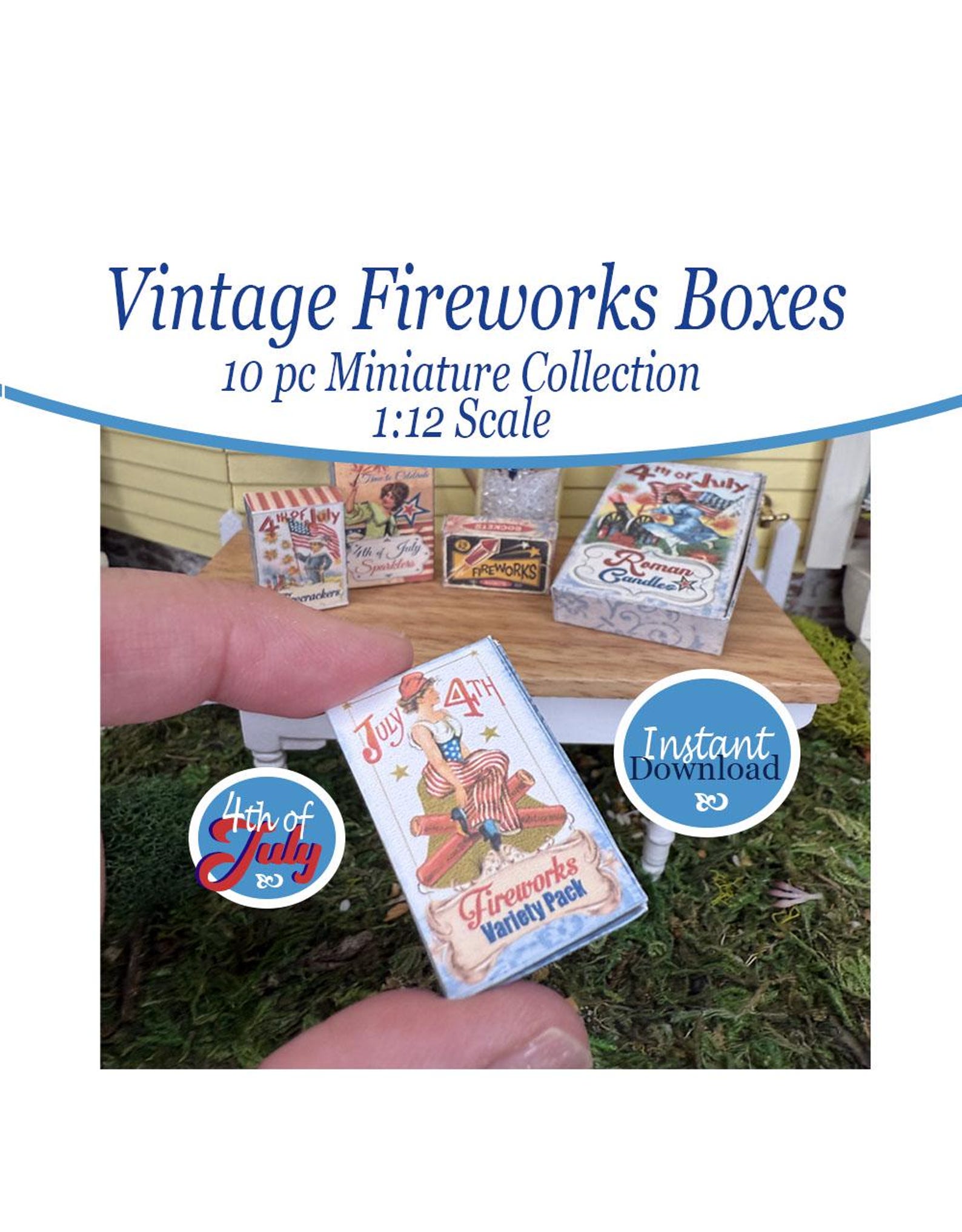 Vintage 4th of July Miniature Fireworks Boxes and Flags 10 Piece ...