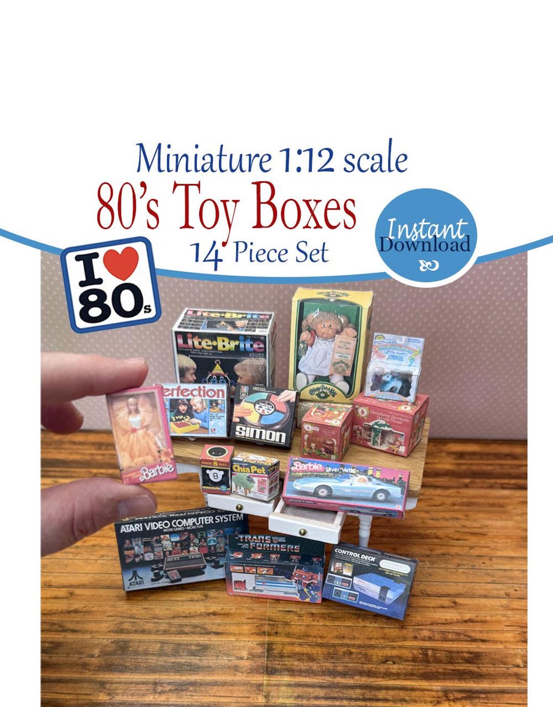 Miniature 1980's Toy Boxes Set 1:12 Scale Instant Digital Download ...