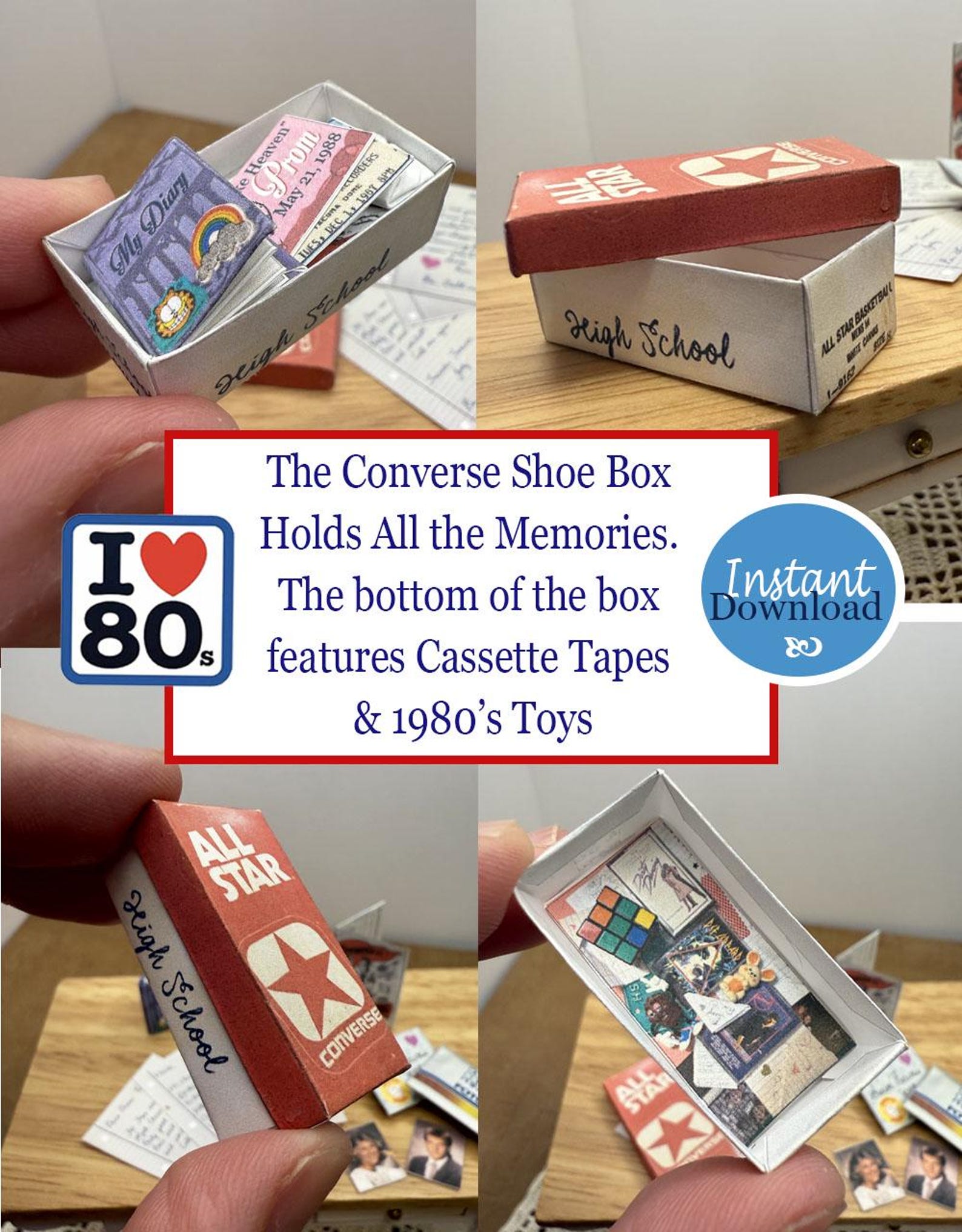 1980's High School Memories Keepsake Shoebox. Instant Download ...
