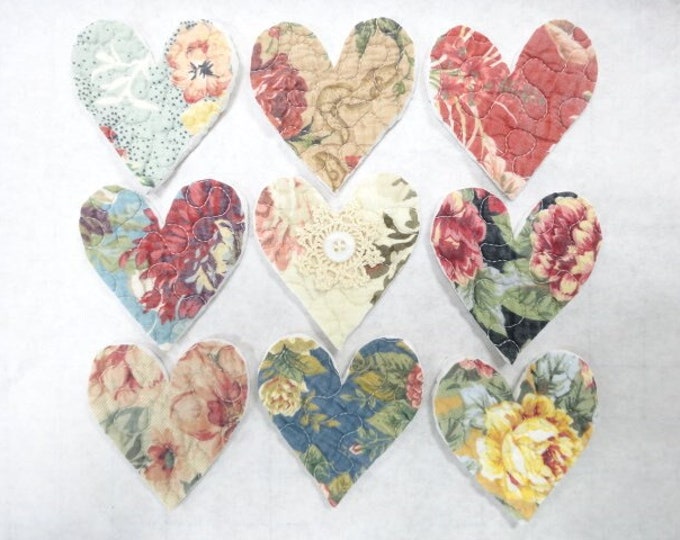 Vintage Heart Shape Petite Shabby French Floral Pieces Cutter Quilt ...