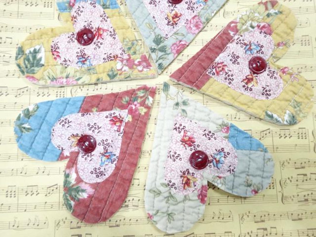 Shabby Chic Floral Vintage Heart Shape Project Pieces Cutter Quilt ...