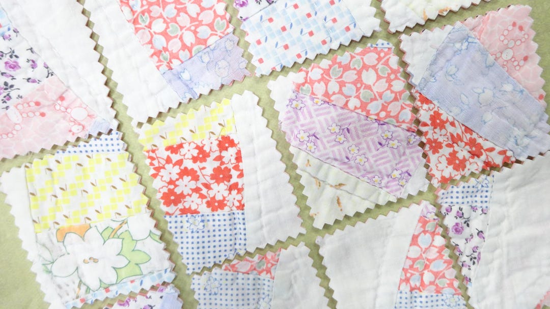 Vintage Antique Crazy Patchwork Fabric Fragments Patch Cutter Quilt (12 ...