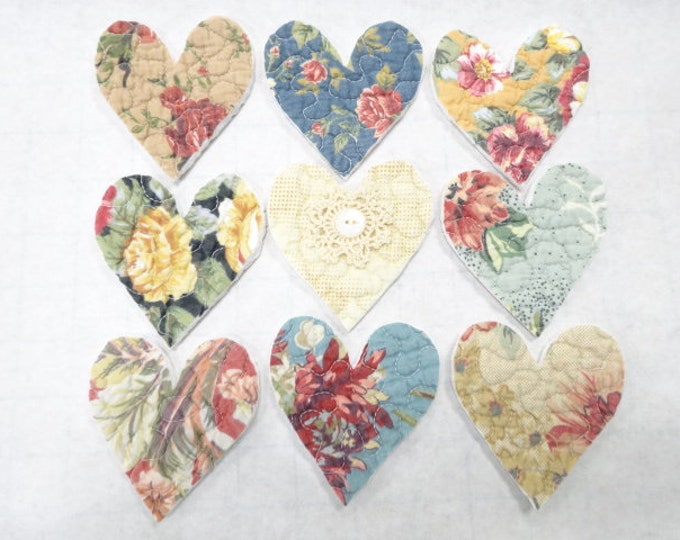 Vintage Heart Shape Petite Shabby French Floral Pieces Cutter Quilt ...