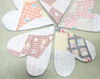 Tattered Vintage Heart Shape Petite Cutter Quilt Primitive Applique Lot 5 Each Project ...