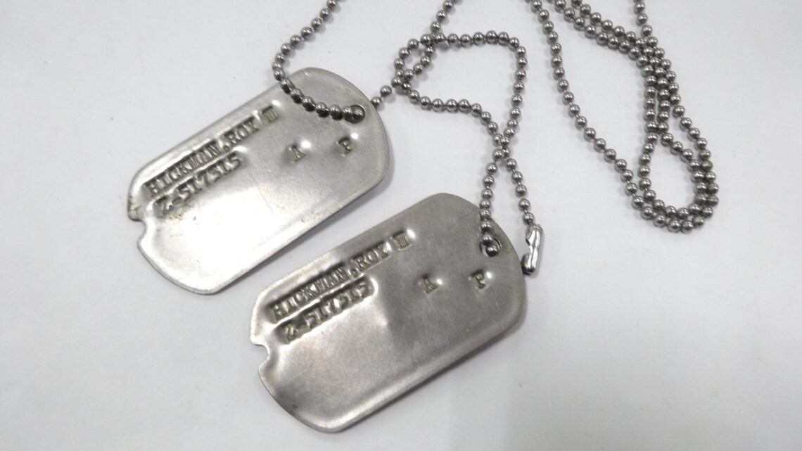 Vintage Pair Estate Military Notched Dog Tags on Chains Age Unknown - Etsy