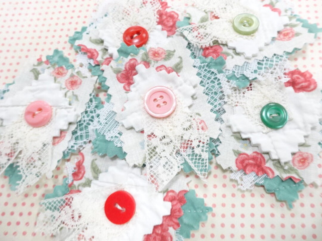 Shabby Chic Cutter Quilt Textile Fabric Stacked Snippets Snips Clusters ...