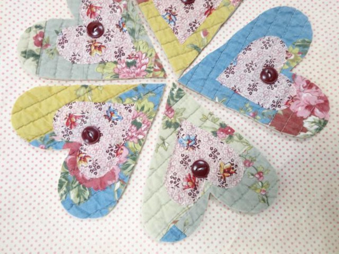 Shabby Chic Floral Vintage Heart Shape Project Pieces Cutter Quilt ...