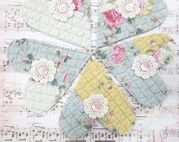 Shabby Chic Floral Vintage Heart Shape Project Pieces Cutter Quilt ...