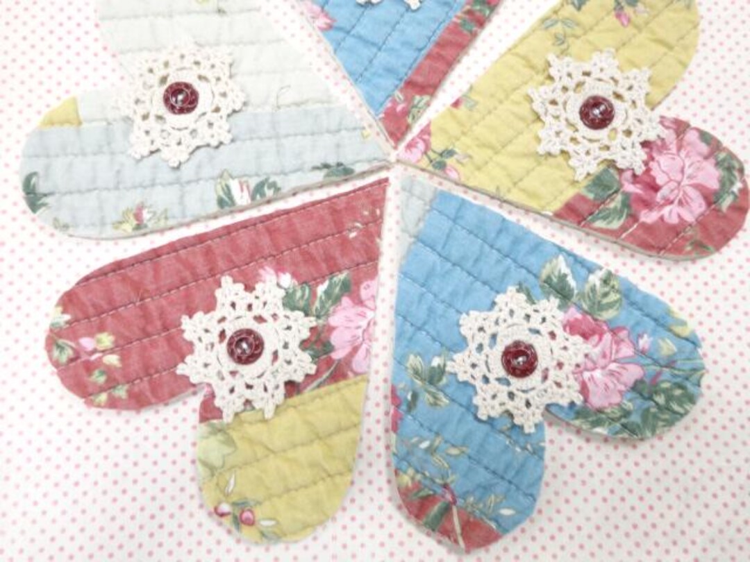 Shabby Chic Floral Vintage Heart Shape Project Pieces Cutter Quilt ...