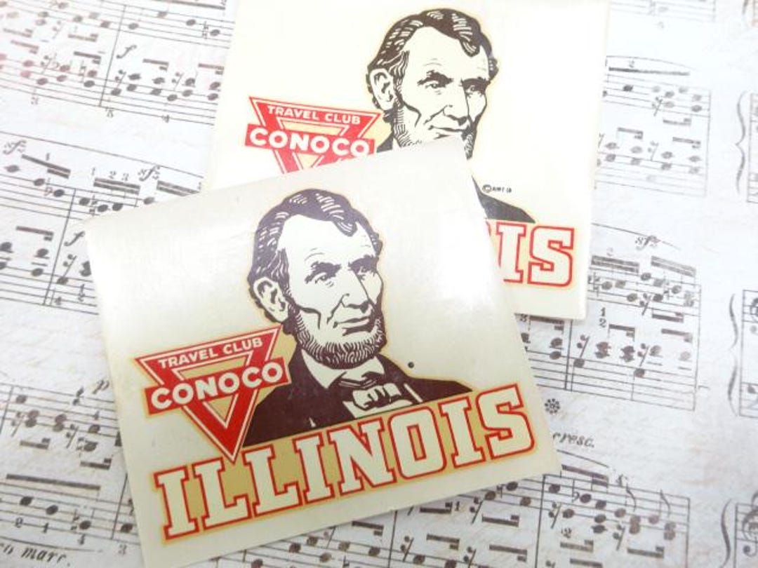 Vintage Conoco Travel Club Decals: Illinois, Lincoln - Lot of 2 - Etsy