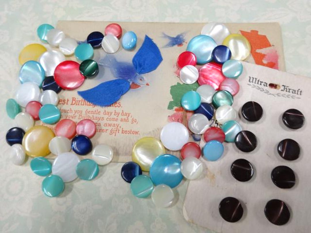 Vintage Colored Shank Rainbow Mix MOP Shell Sewing Buttons Lot Sweet ...
