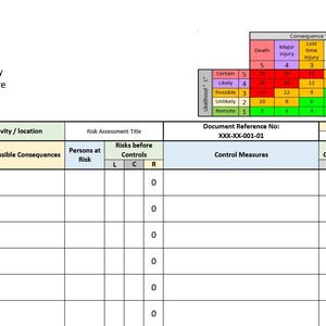 Blank Risk Assessment Template - Excel - Fully Customisable, Editable ...