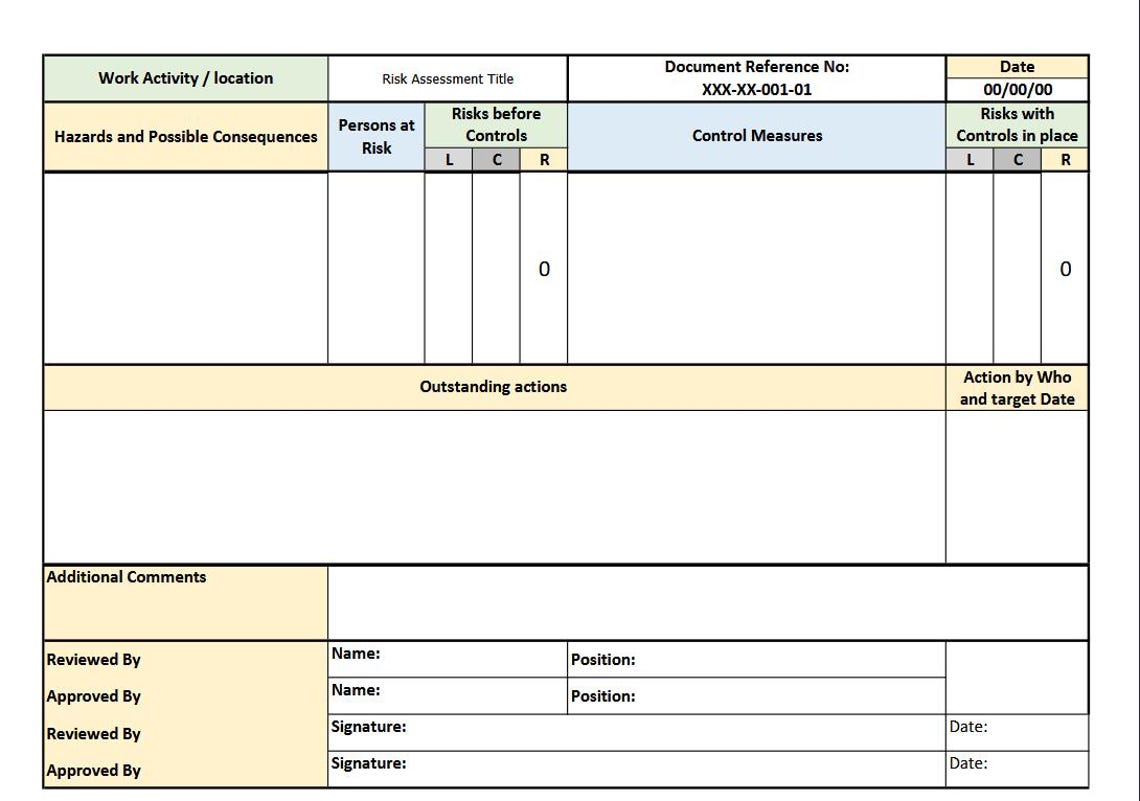 Blank Risk Assessment Template - Excel - Fully Customisable, Editable ...