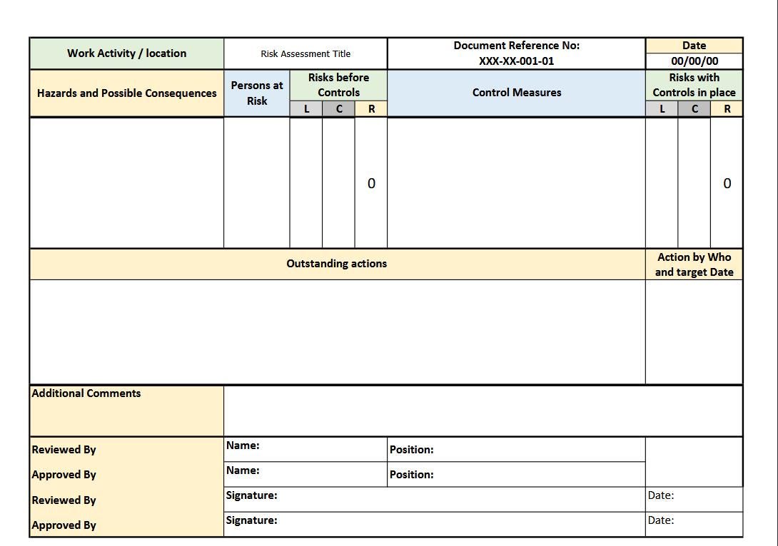 Blank Risk Assessment Template - Excel - Fully Customisable, Editable ...