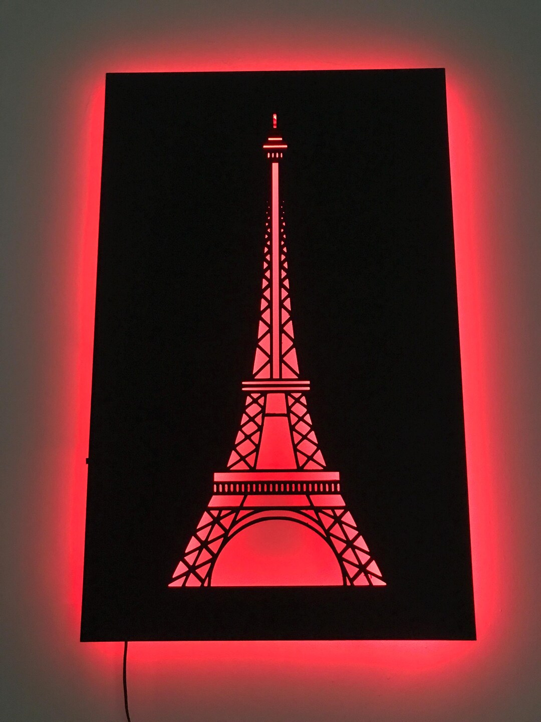 Eiffel Tower Wood Wall Art With LED Light, Eiffel Tower Room Decor ...